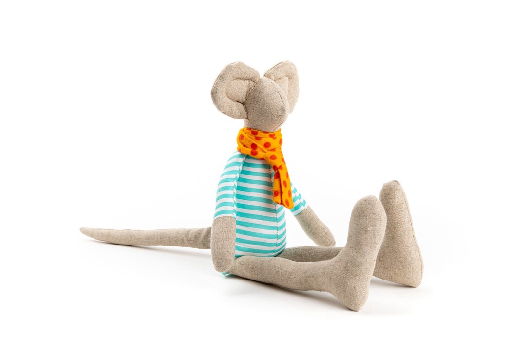 Leinen Maus Puppe, Stofftier, Handgemachtes Spielzeug, Baby Shower ...