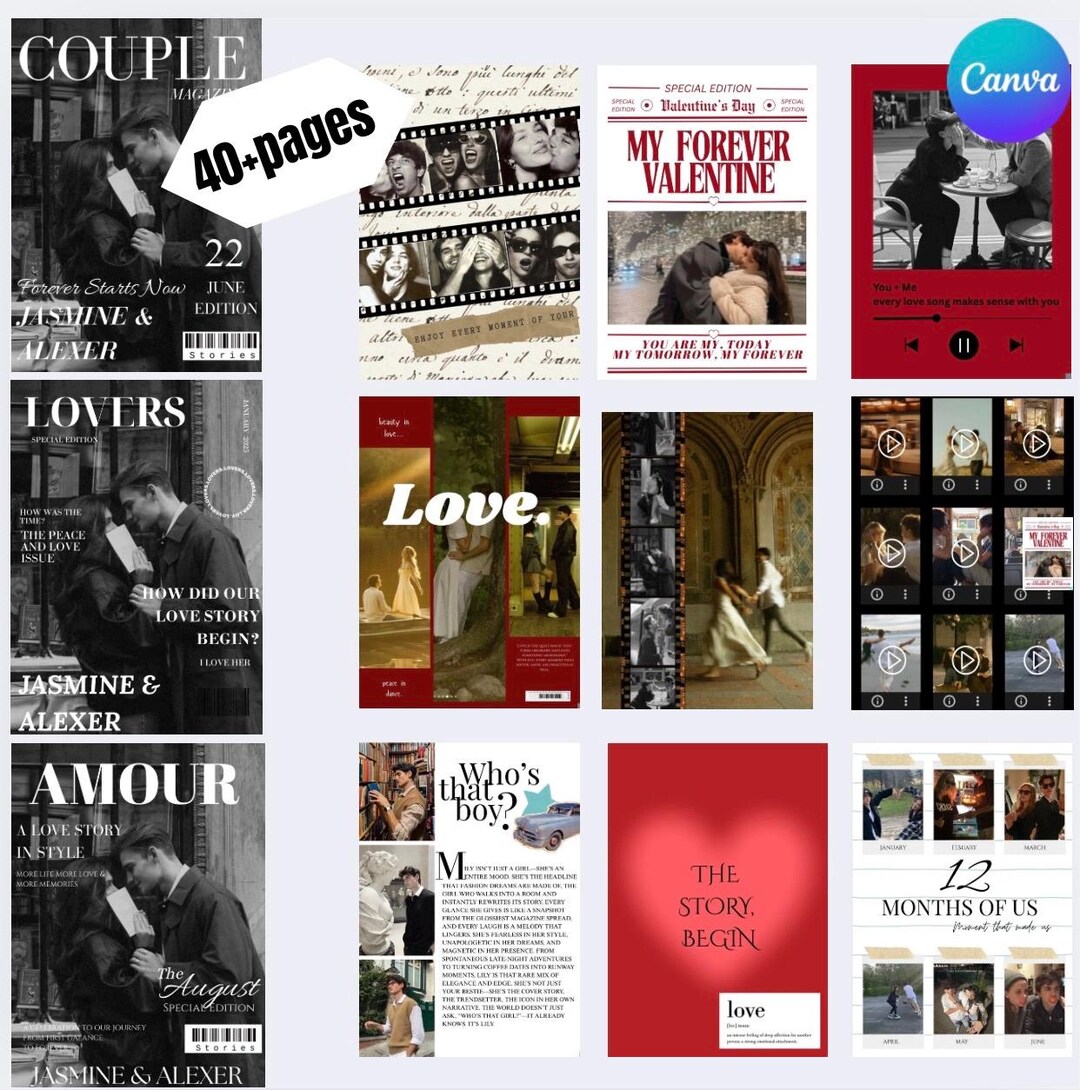 Couples Magazine Canva Template (40+ Pages) - Valentines Day ...