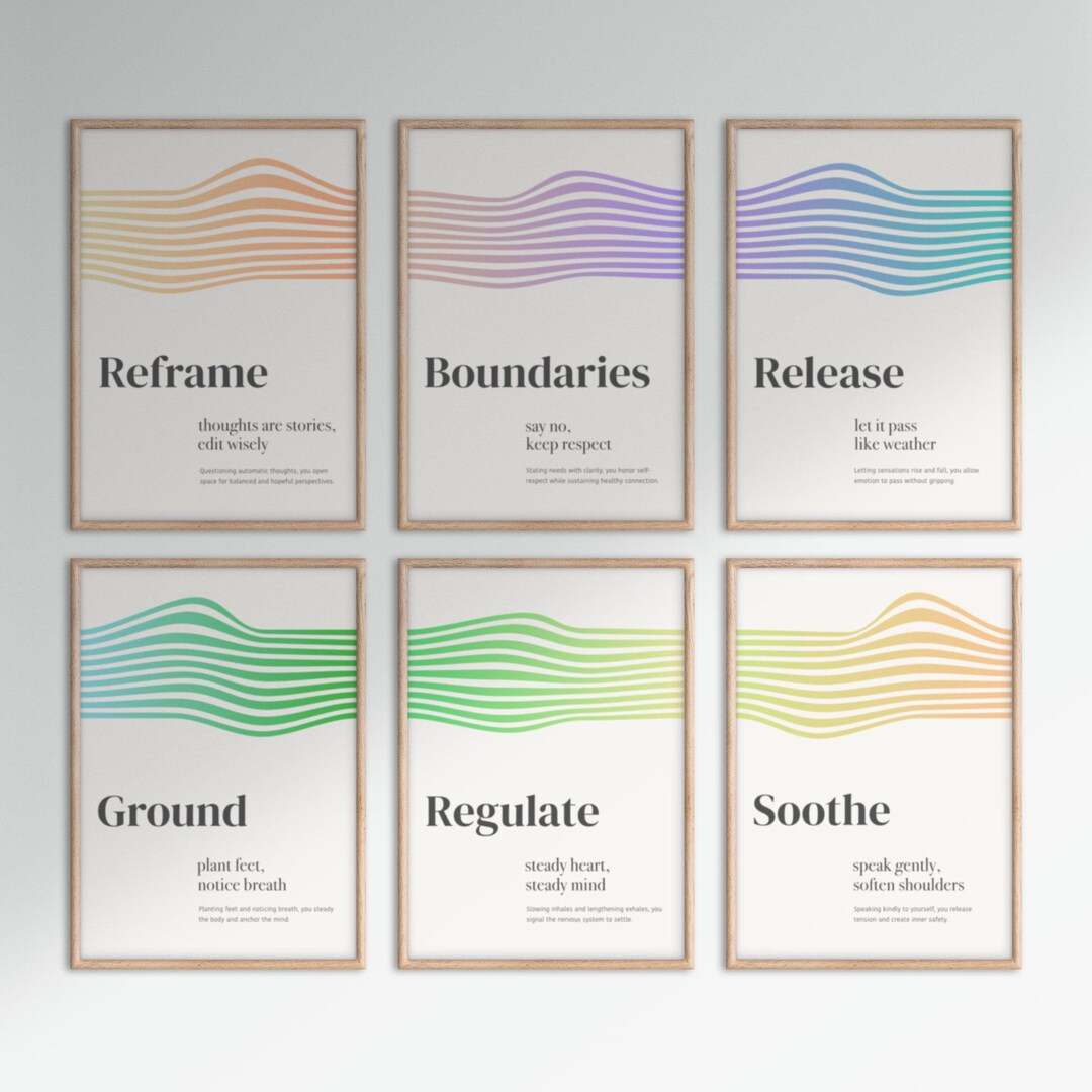 Set of 6 Coping-skills Posters, Therapy Office Decor, CBT, DBT ...