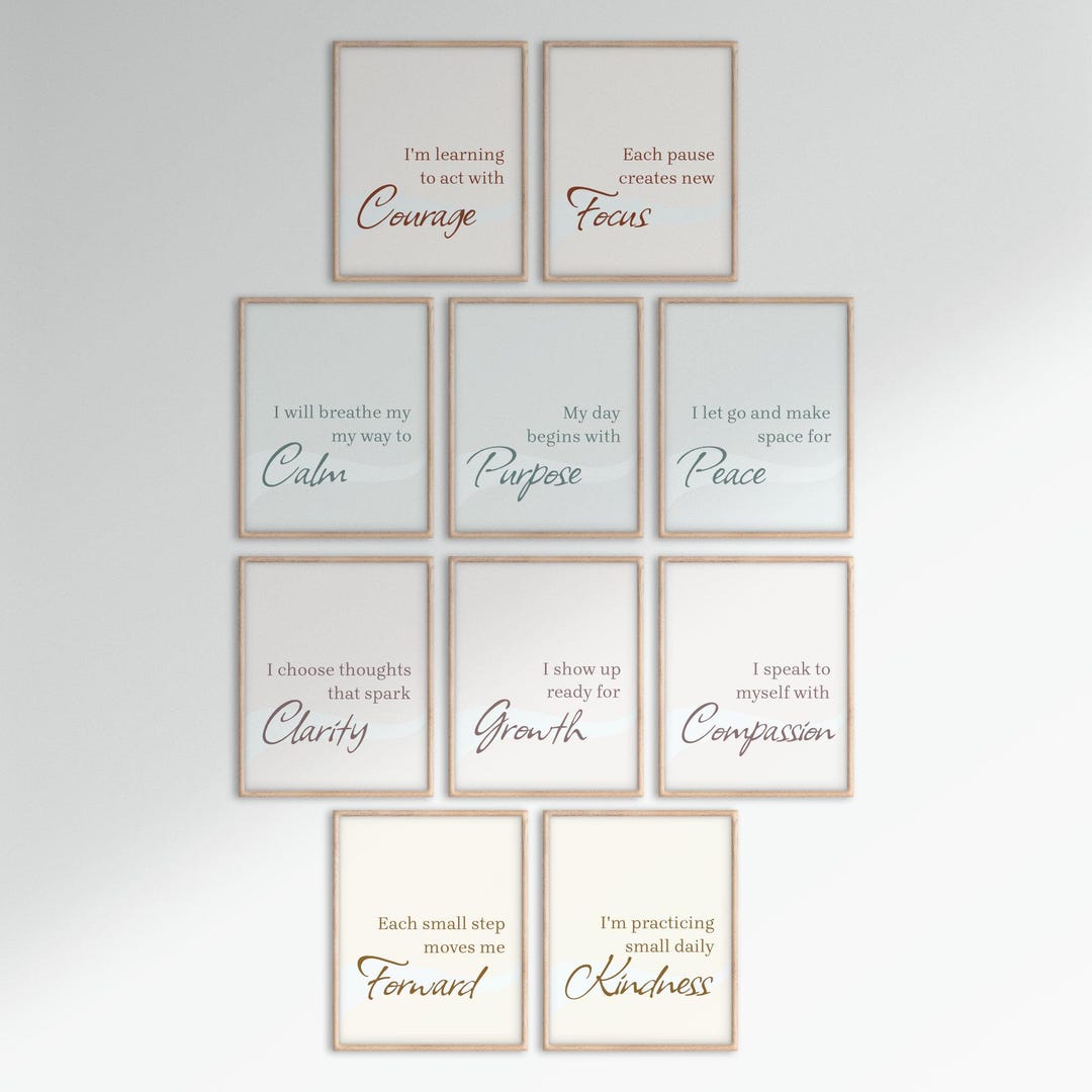 Set of 10 Positive Affirmation Posters | Affirmation Wall Art Bundle ...