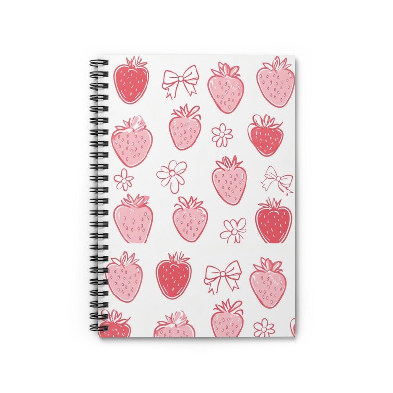 Cute Strawberry Spiral Notebook, Pink Berry Journal, Cute Gift for ...