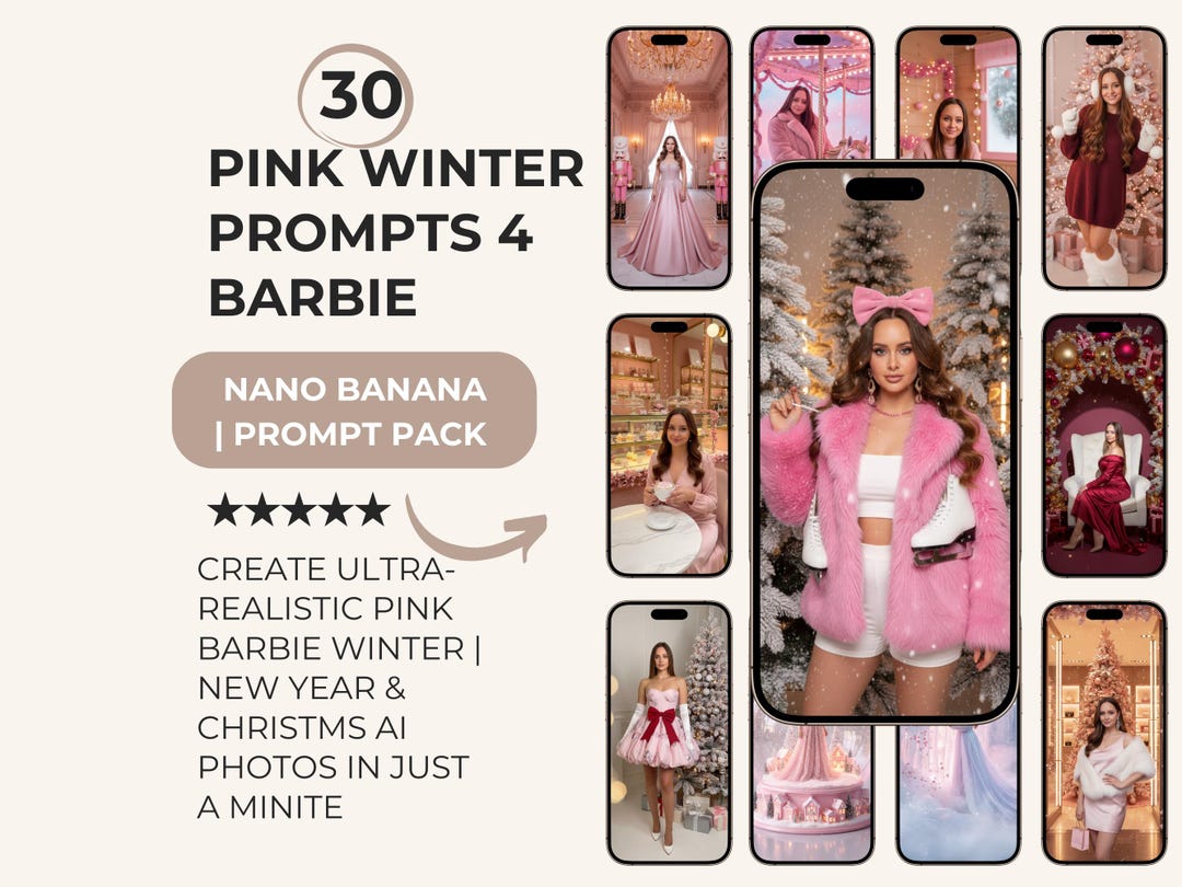 30 Photos Prompts| AI Photo Prompt Guide | Barbie Winter Photo Prompts ...