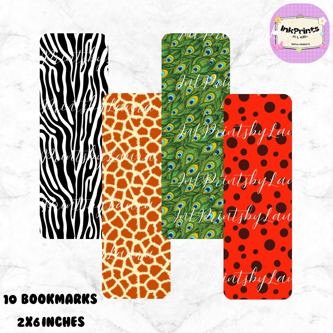 Animal Print Bookmarks: Colorful Designs, Set of 10 (PDF Download - Etsy