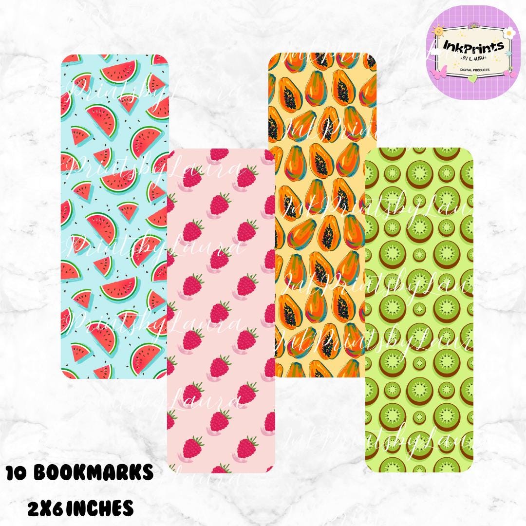 10 Printable Bookmarks - Fruit Themed - Book Accessories - Cute Designs ...