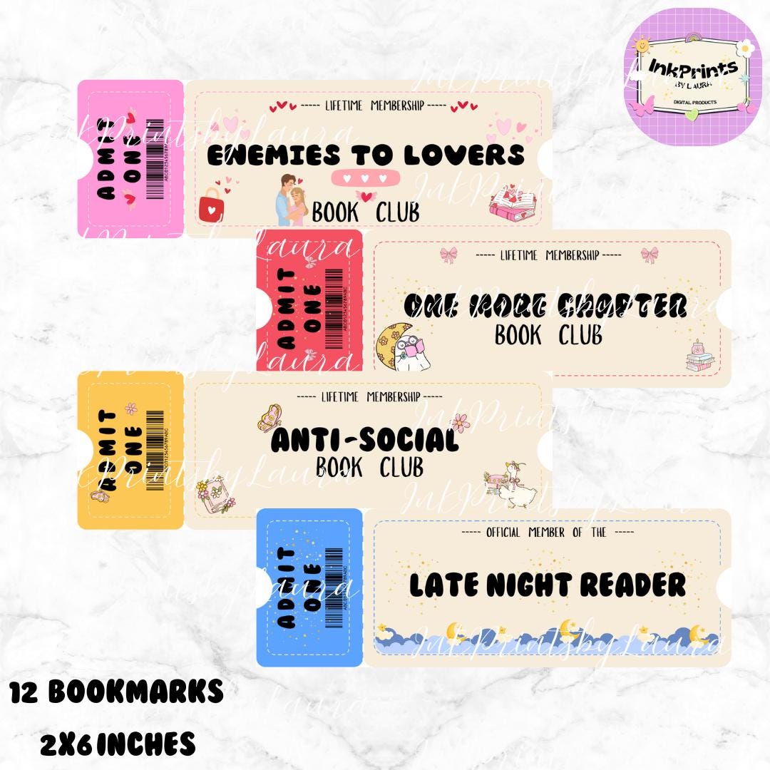 Printable Bookmarks: Colorful Reading Theme Designs (PDF Download, 2x6 ...