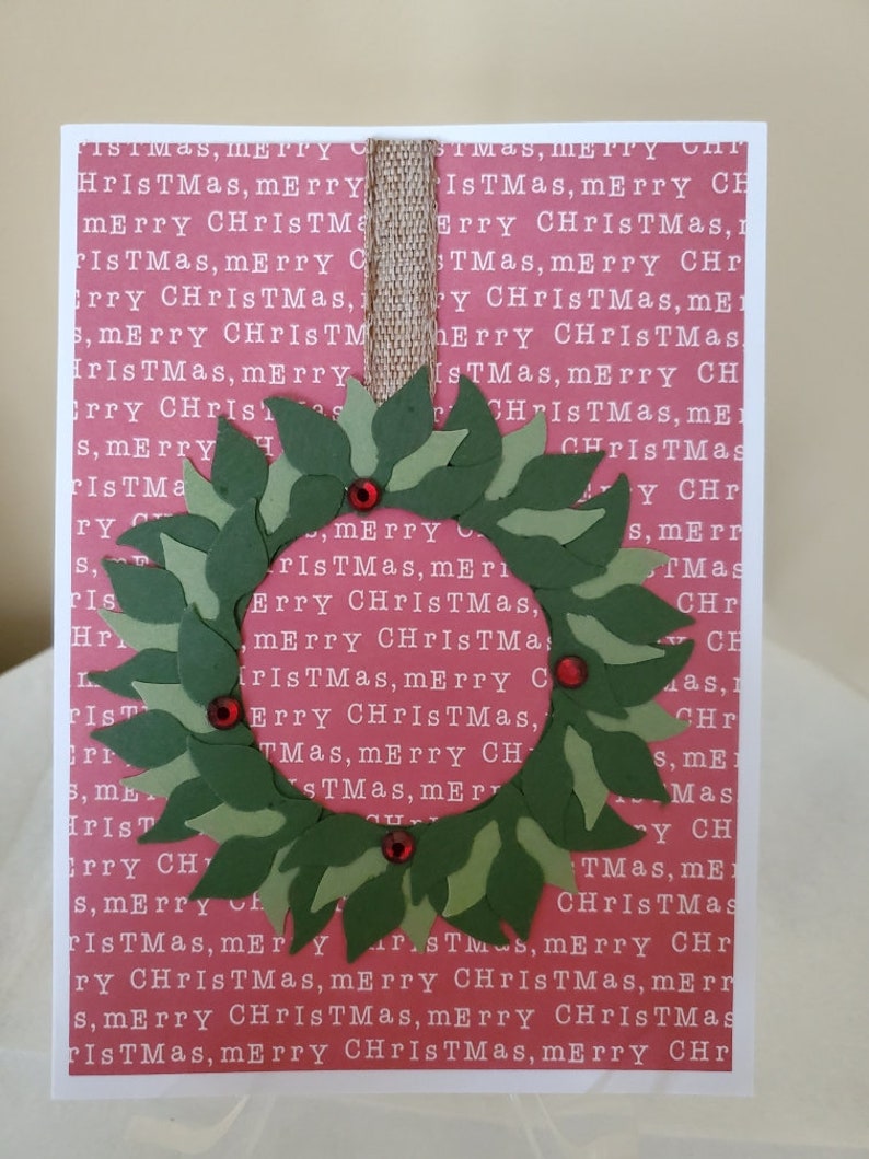 Handmade Holiday Wreath Christmas Card - Etsy