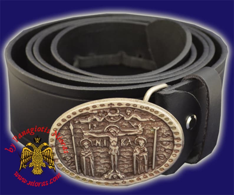 Monastic Orthodox Leather Belt With Metal Buckle With Religious ...