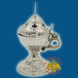 Orthodox Censer From Brass Metal 15 Cm With Cross in the Lid Greek ...