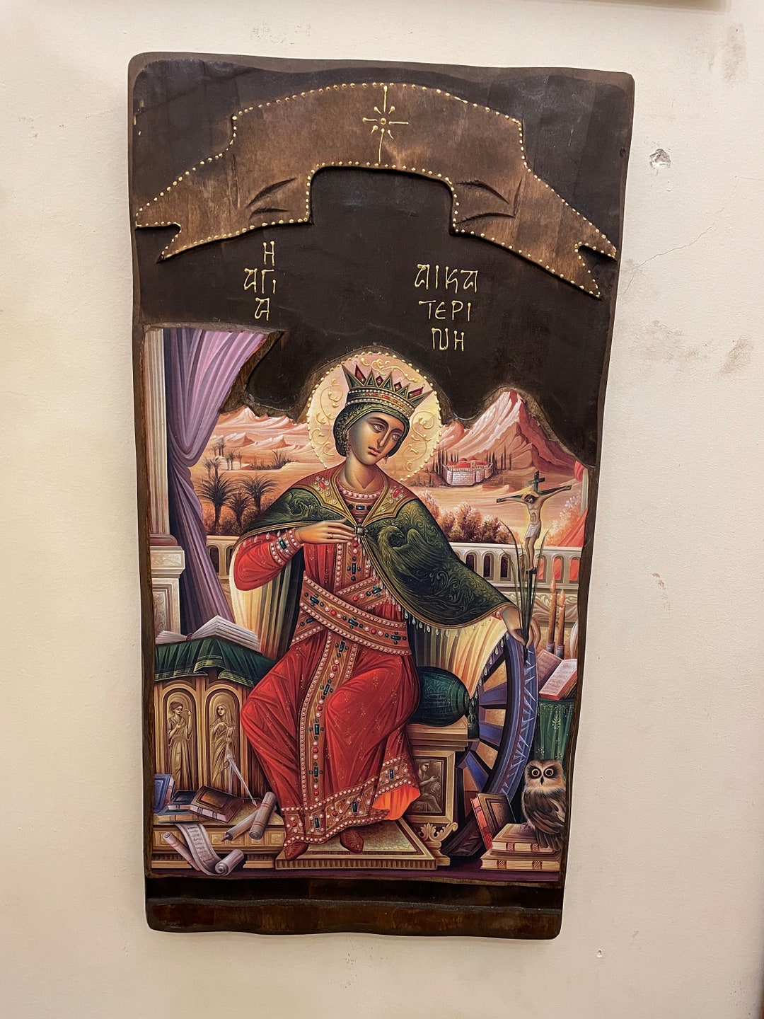 Orthodox Byzantine Saint Catherine Wood-carved Holy Icon 30cm X 50cm - Etsy