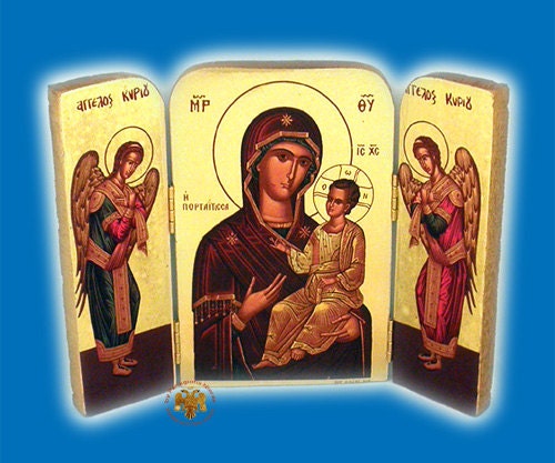 Wooden Icon Triptych 14cm X 20cm With Gold Leaf Paper Birth of - Etsy