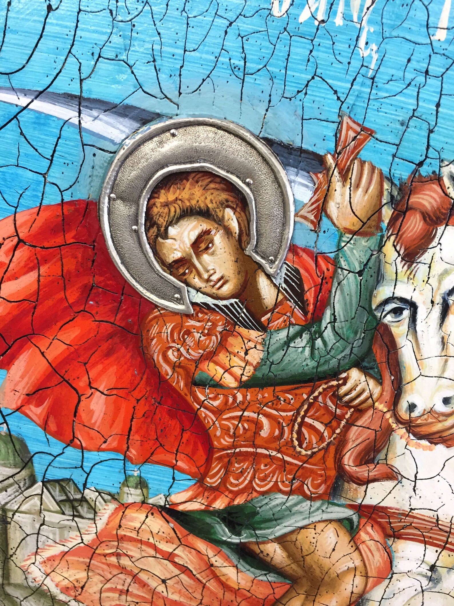 Saint George Hand Painted Unique Icon With Sterling Silver - Etsy