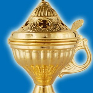 Orthodox Censer From Brass Metal 15 Cm With Cross in the Lid Greek ...