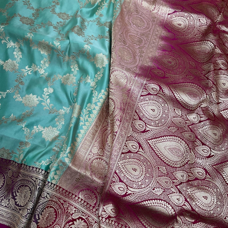 Turquoise India Saree - Etsy