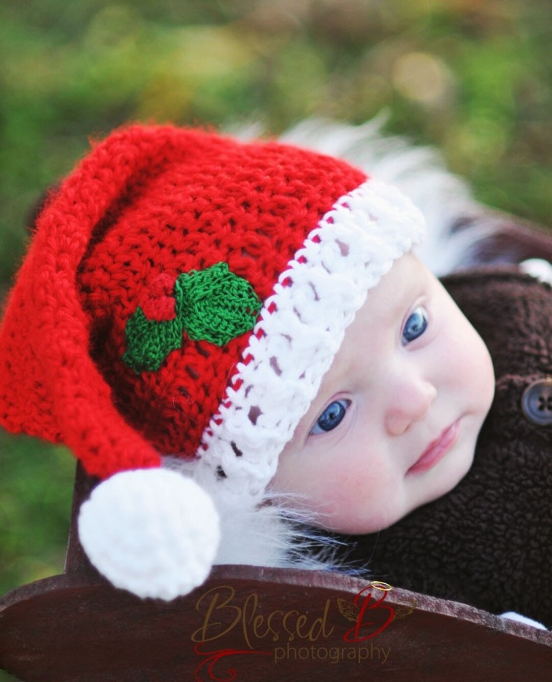 Santa Baby Hat With Holly - Etsy
