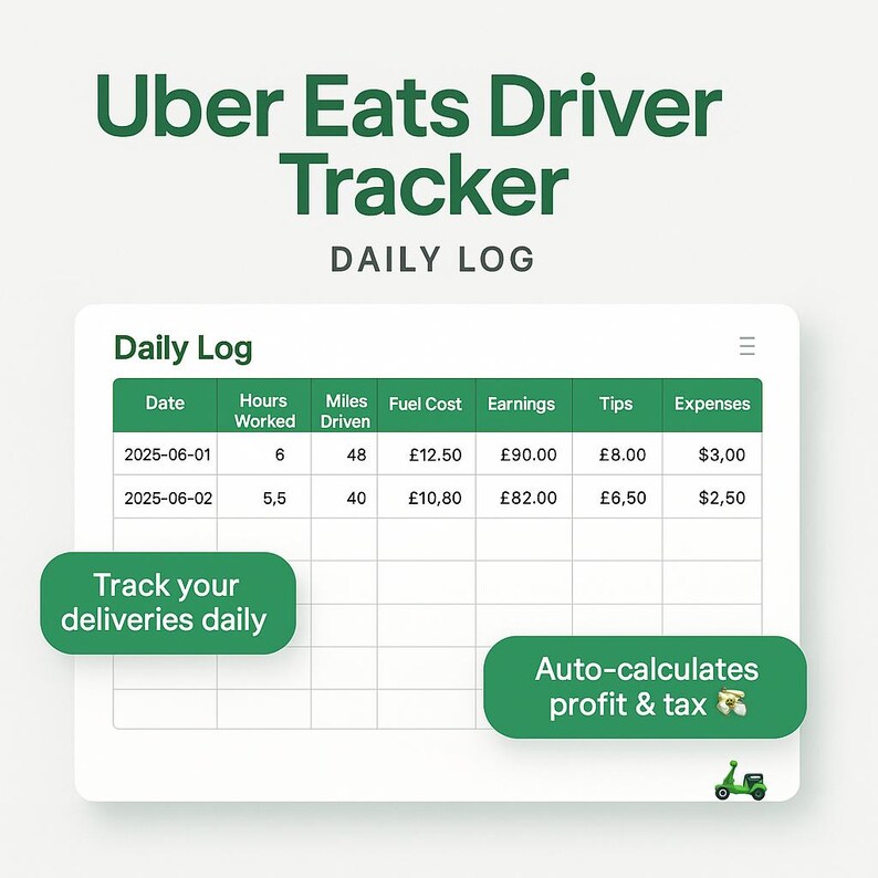 Uber Eats Driver Tracker | Delivery Income & Mileage Log | Google ...