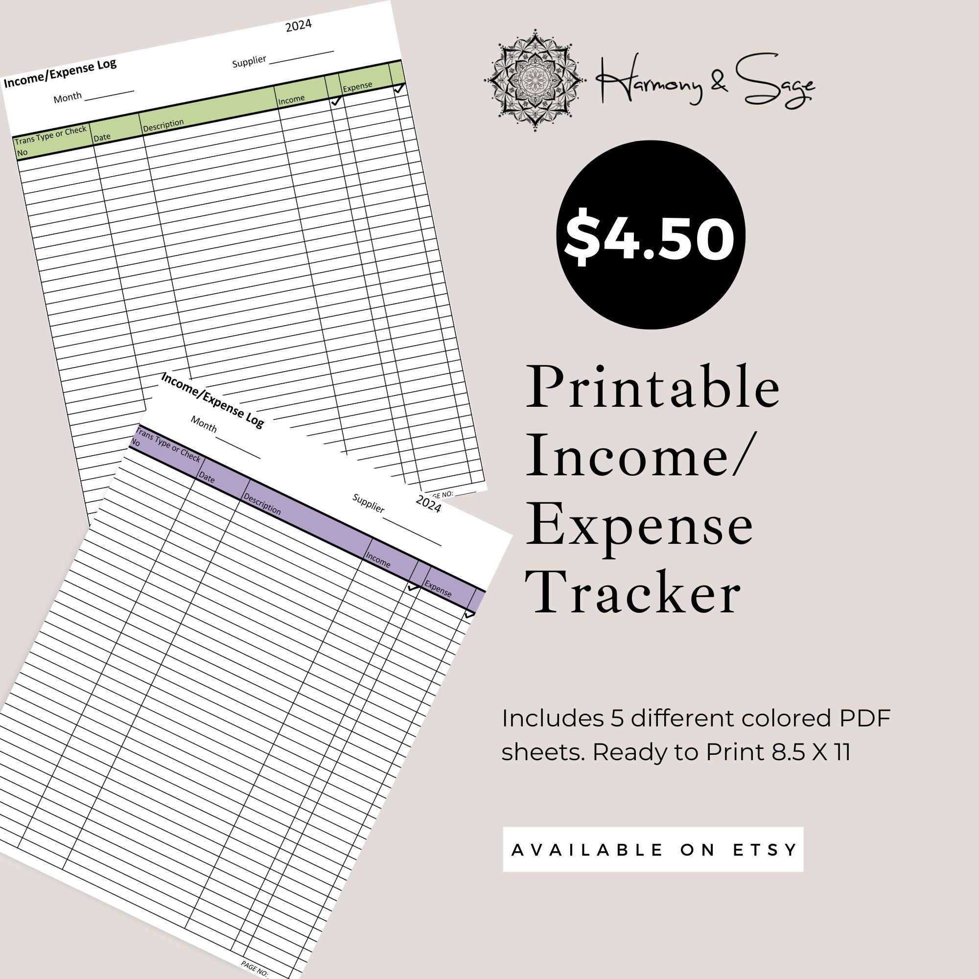 Editable Income/ Expense Tracker, Expense Log, A4, Letter, Expense Log ...
