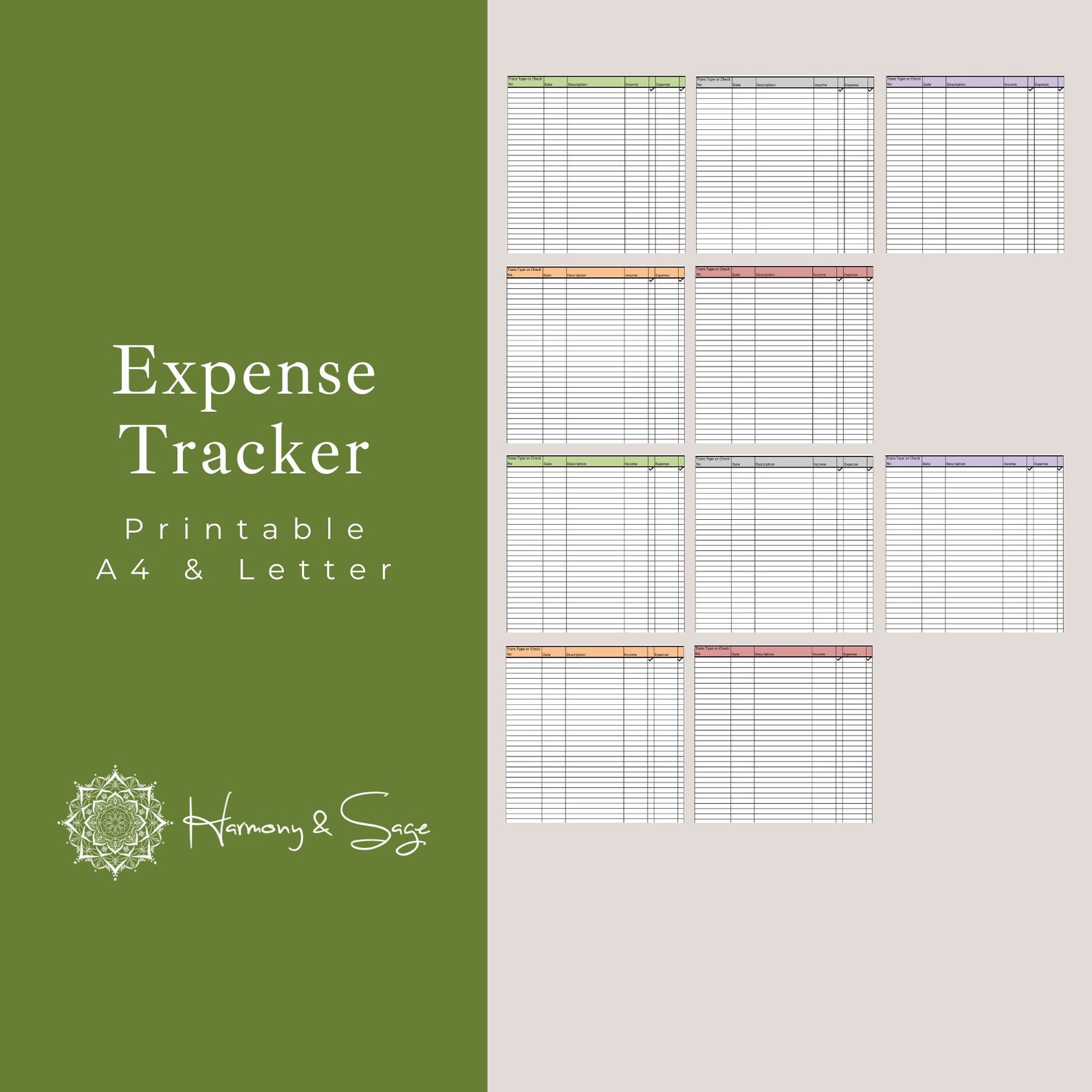 Printable Income/ Expense Tracker, Expense Log, A4, Letter, Expense Log ...