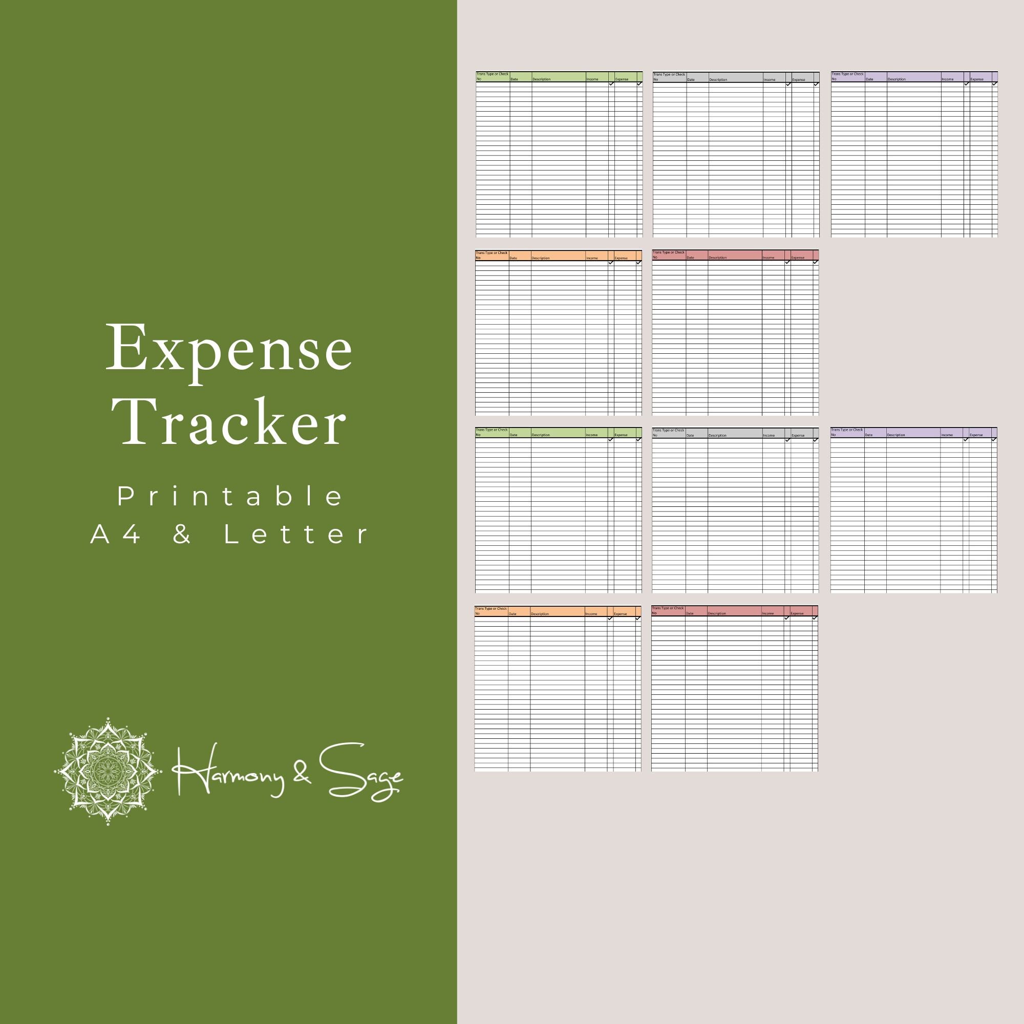 Printable Income/ Expense Tracker, Expense Log, A4, Letter, Expense Log ...