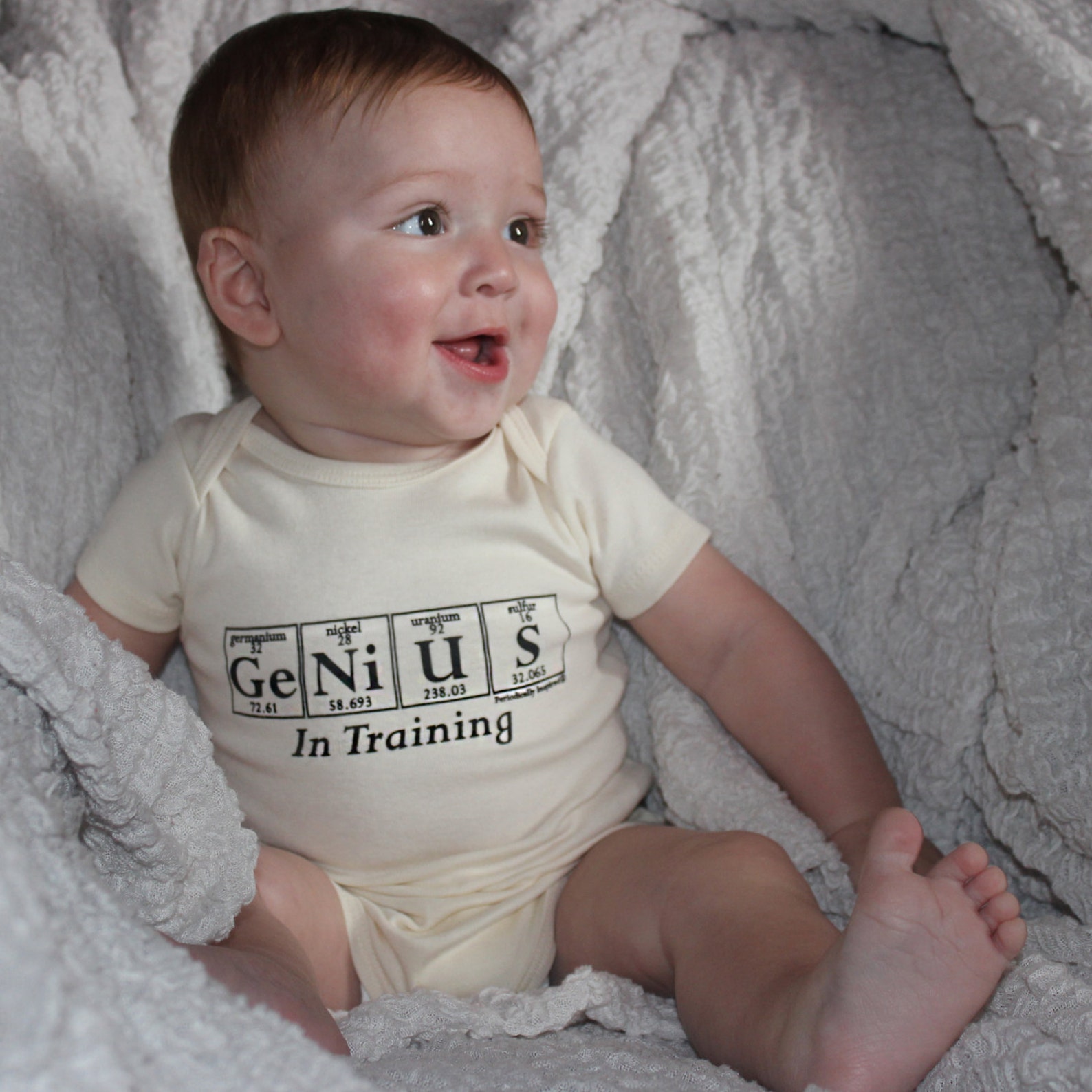 Science-themed Baby One-piece GENIUS IN TRAINING Infant Bodysuit by ...