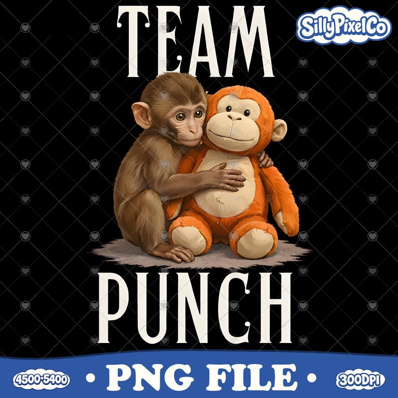 Baby Monkey Punch PNG Dowload, Team Punch, Wildlife Png, Cozy Graphic ...
