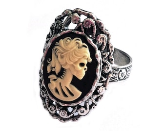 Skeleton Lady Cameo Ring - Etsy