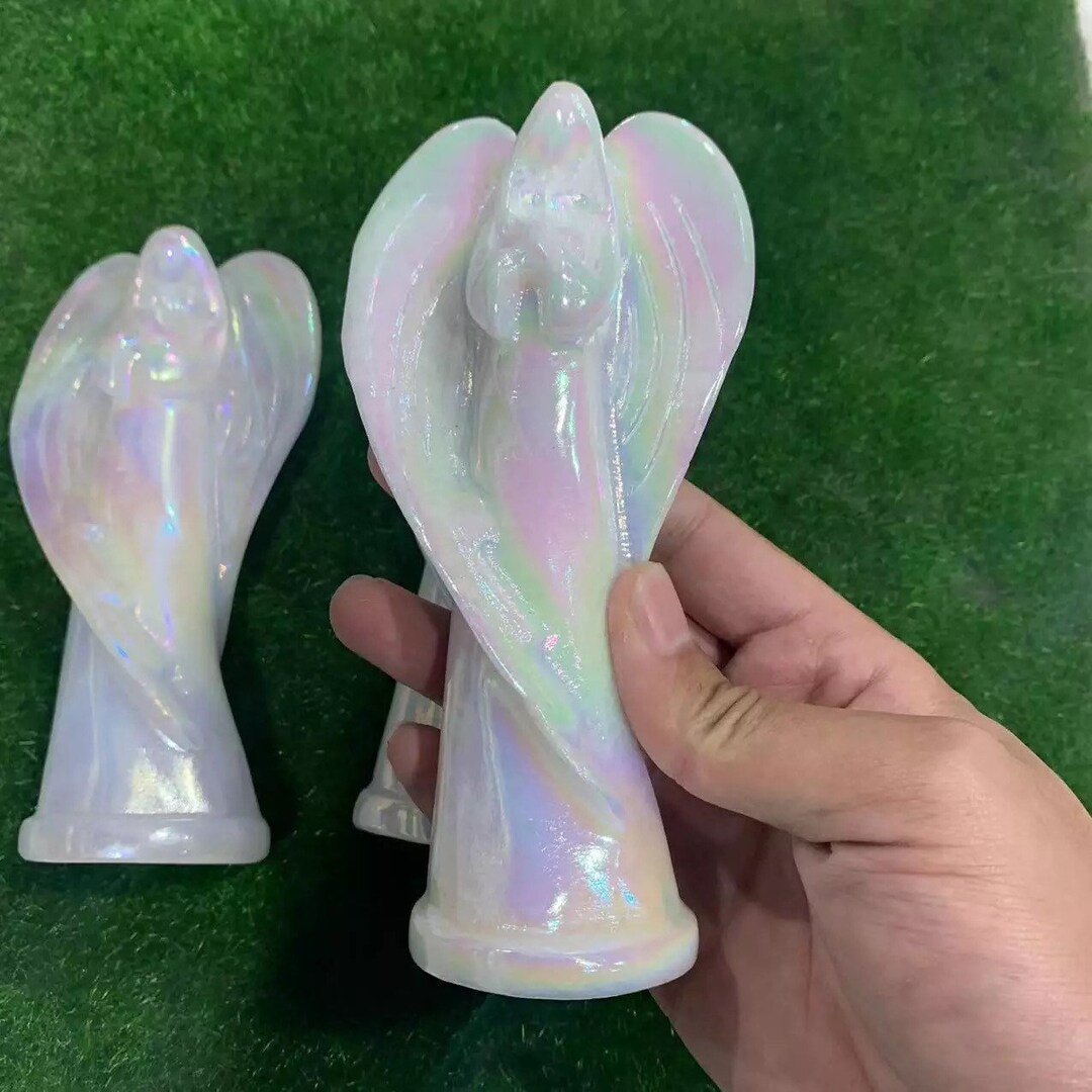 Gorgeous Aura Jade Angel Carving, Hand Carved Crystal Angels, Crystals ...