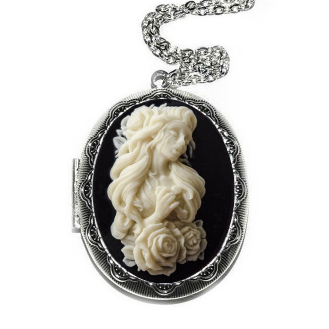 Black and Beige Crying Girl Cross Cameo Locket - Breakup Gift - Etsy