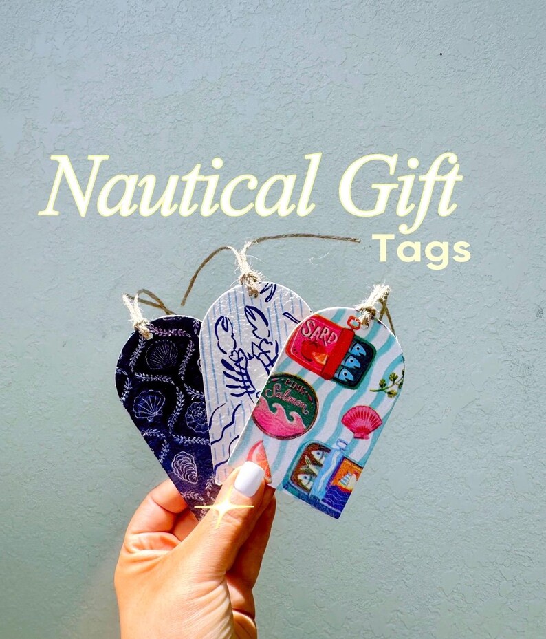 Nautical Gift Tags, Coastal Ocean Themed Tags for Beach Parties, Summer ...