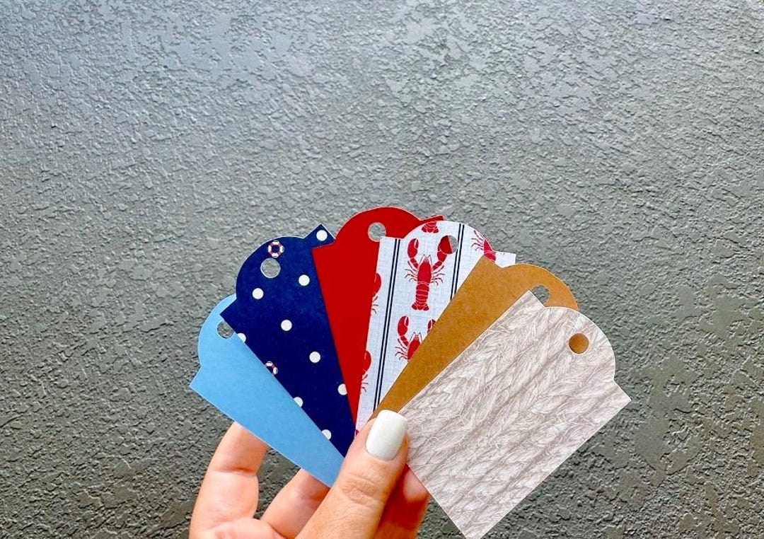 Nautical Gift Tags, Sets of 12, 24, 36, Coastal Lobster & Ocean Theme ...