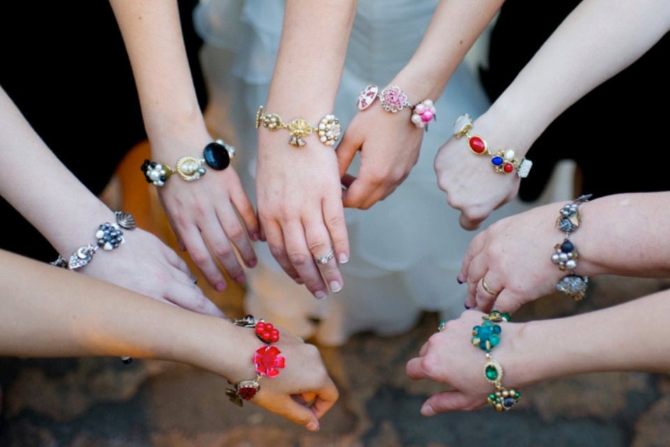 Bridesmaid Gift, Set of 7, Bridesmaid Bracelets, Reclaimed Vintage ...