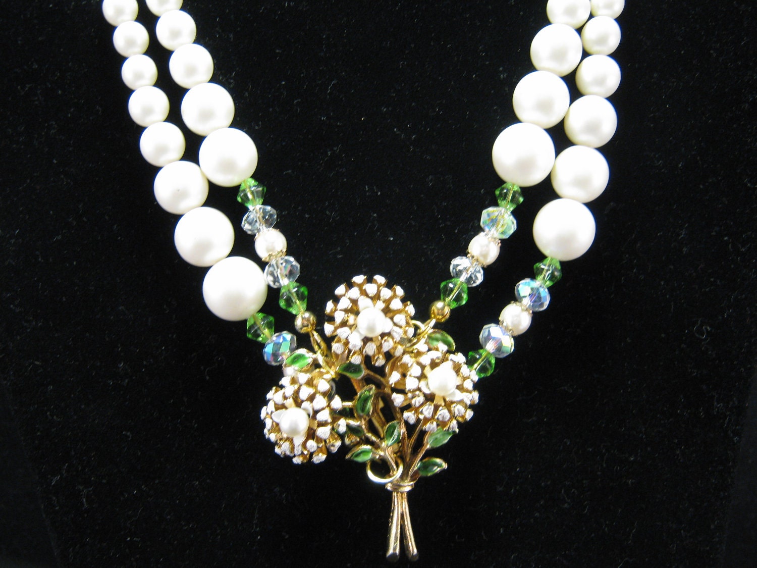 Statement Necklace Reclaimed Vintage Pearl Bib Enamel - Etsy