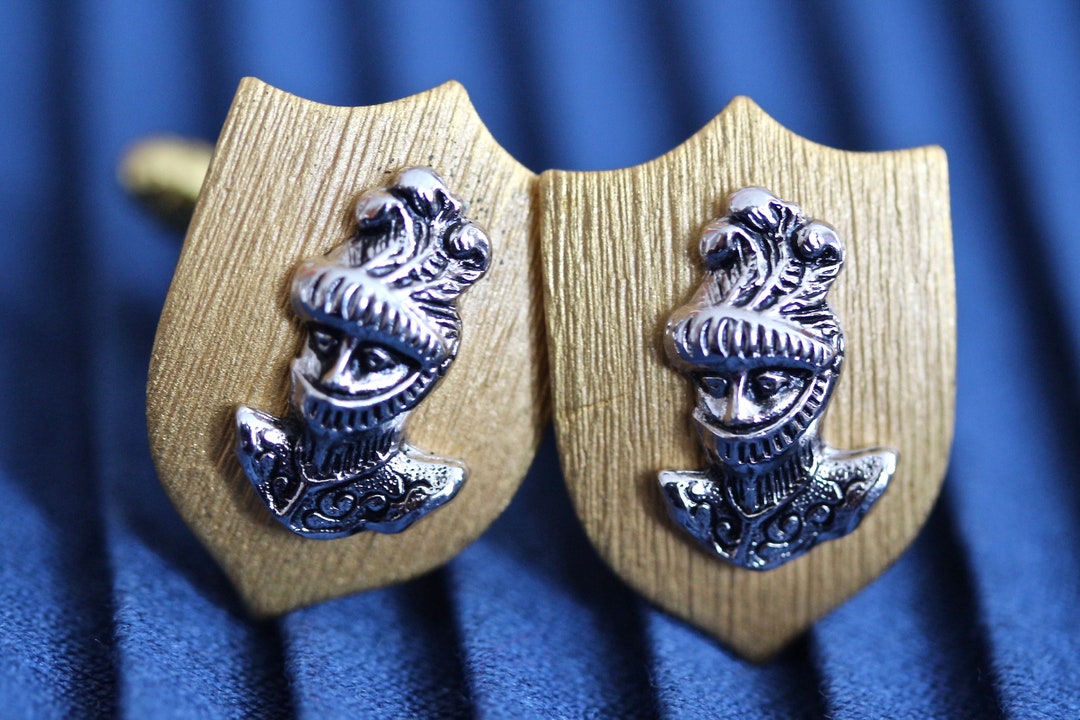 Upcycled Vintage Cufflinks, Unisex, Gold, Silver, Knight, Camelot ...