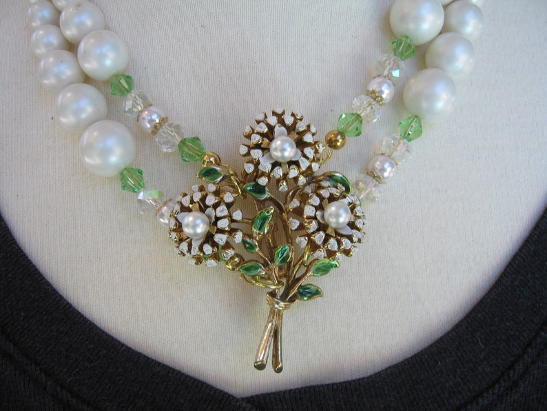 Statement Necklace Reclaimed Vintage Pearl Bib Enamel - Etsy