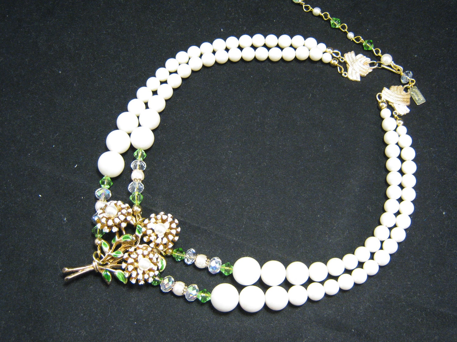 Statement Necklace Reclaimed Vintage Pearl Bib Enamel - Etsy