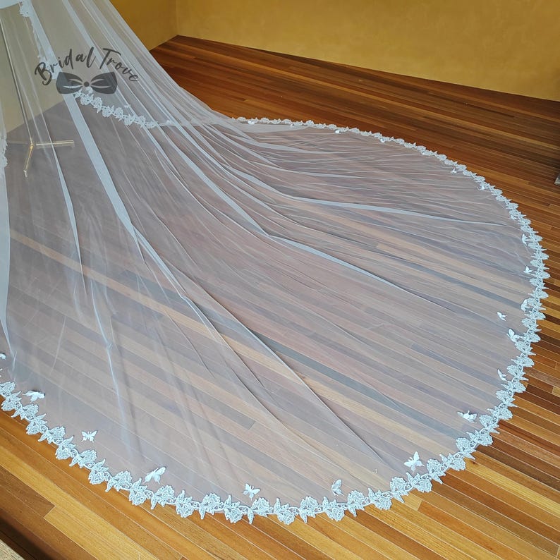 Butterfly Veil, Wedding Veil, Whole Circle Lace Veil, Flower Wedding ...