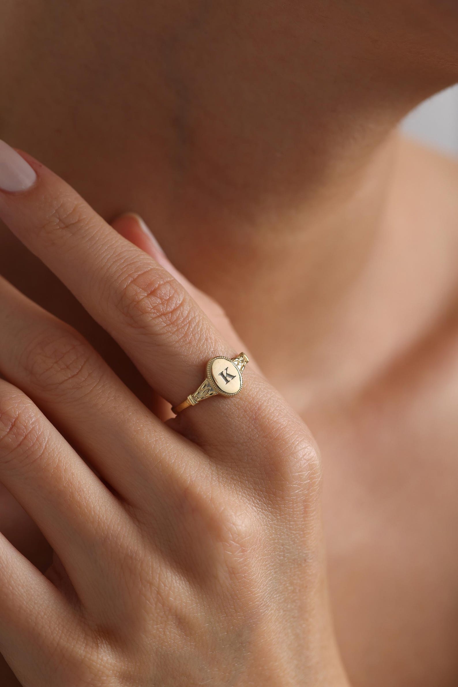 Personalized Engraved Initial Ring: Custom Letter Band, Silver Jewelry ...