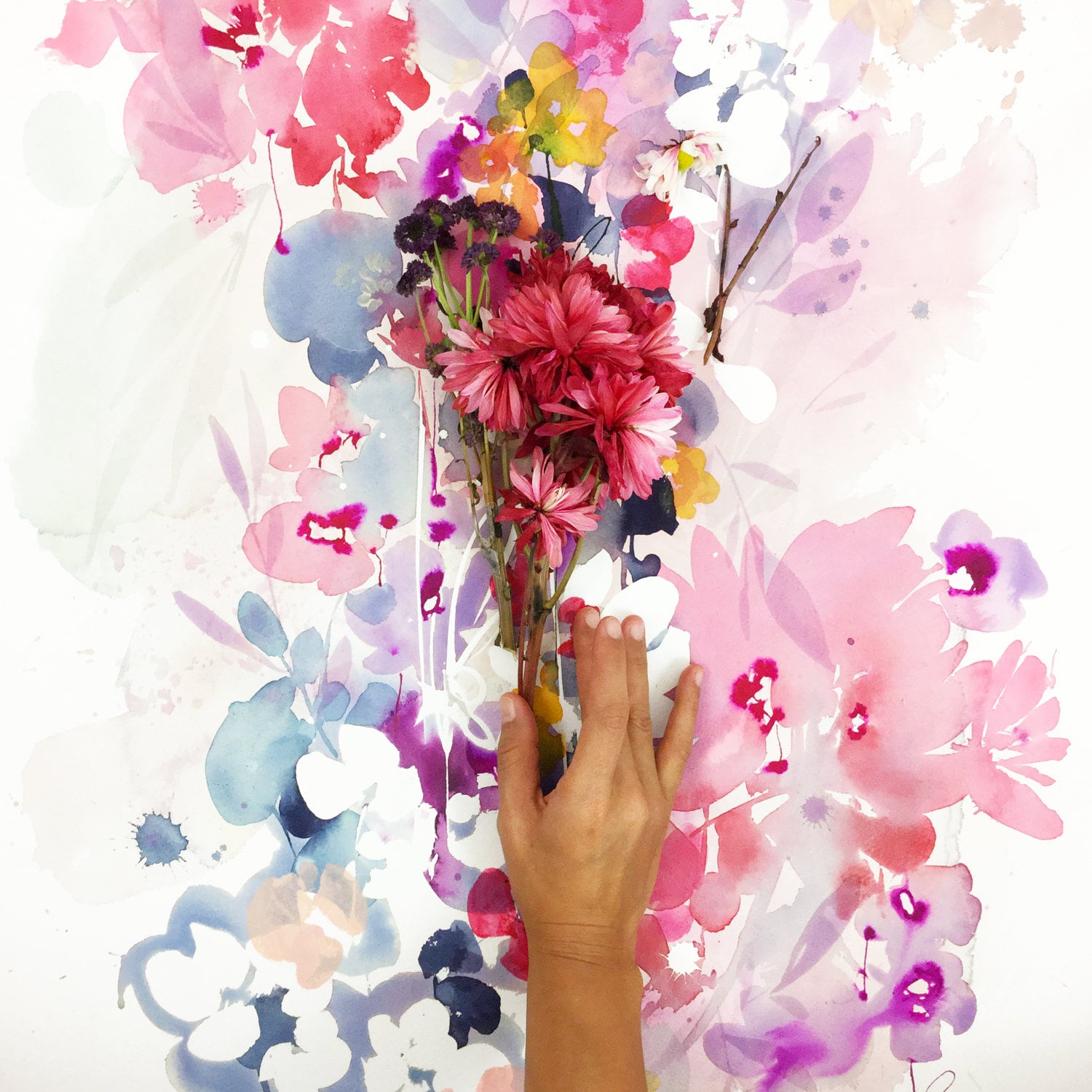 Fade, Pink Abstract Botanical Wall Art by Creativeingrid | Large Floral ...