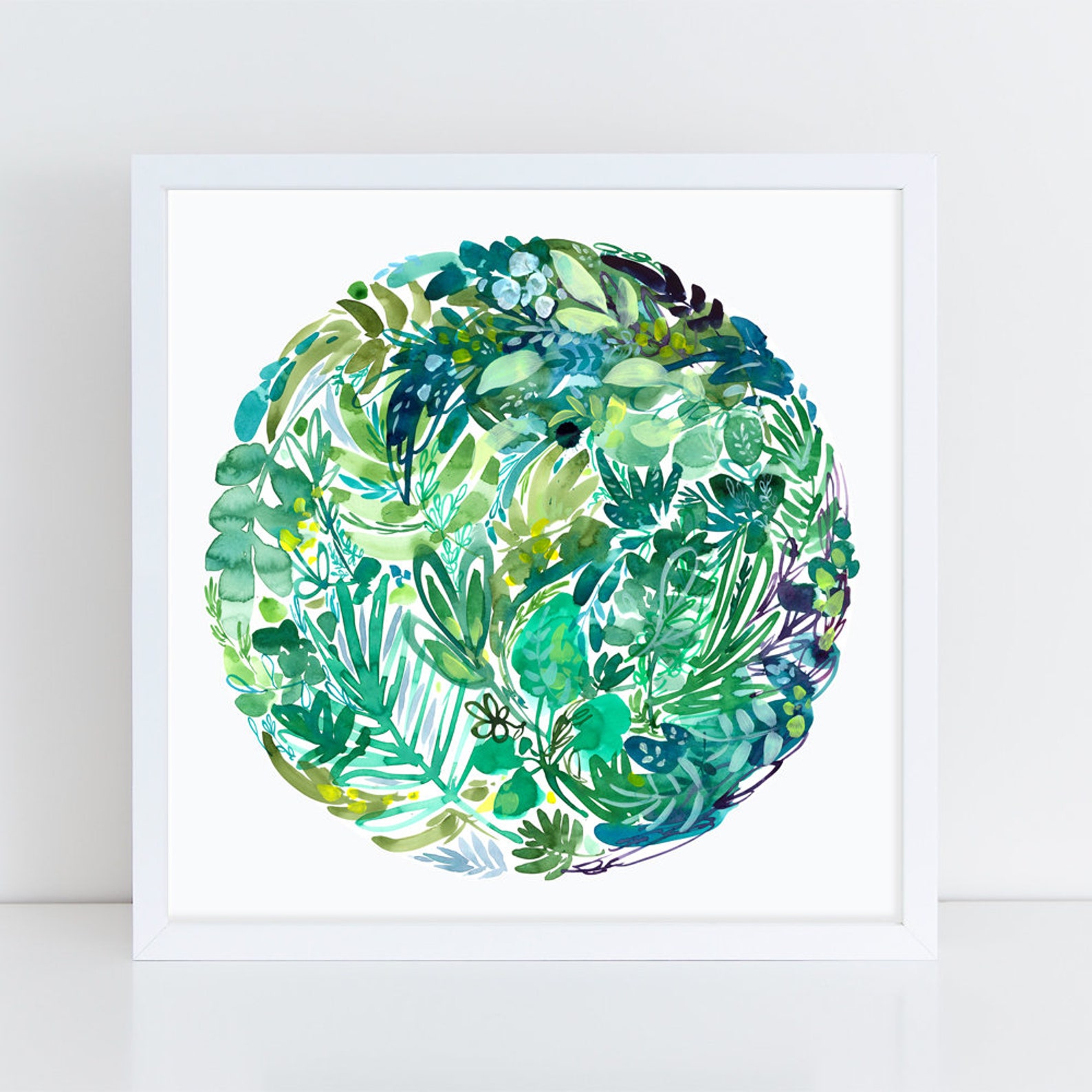Green Leaves Print Greenery Watercolor Nature Art Print Boho - Etsy