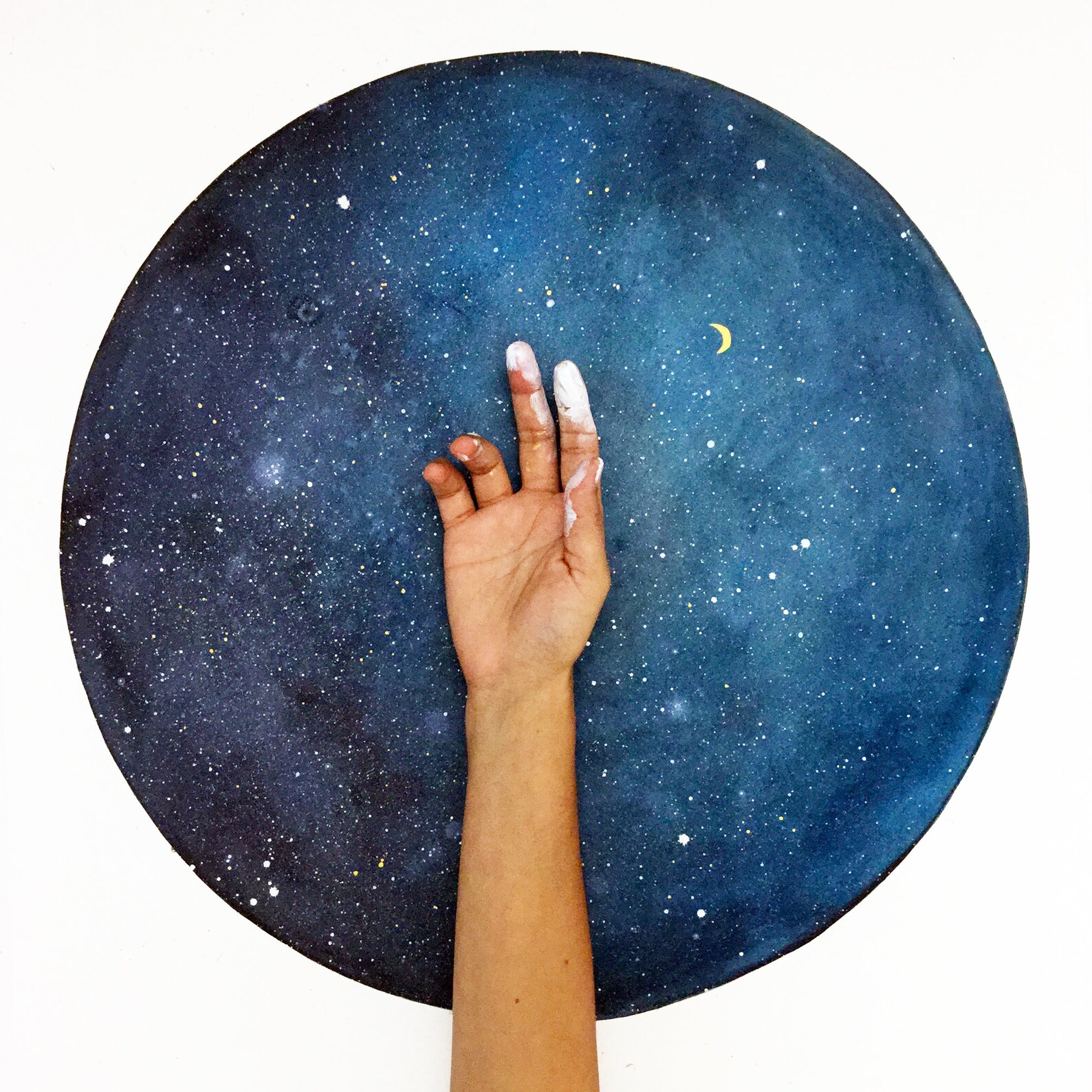 Blue Galaxy Moon Art Print Blue Wall Art Celestial Night Sky - Etsy