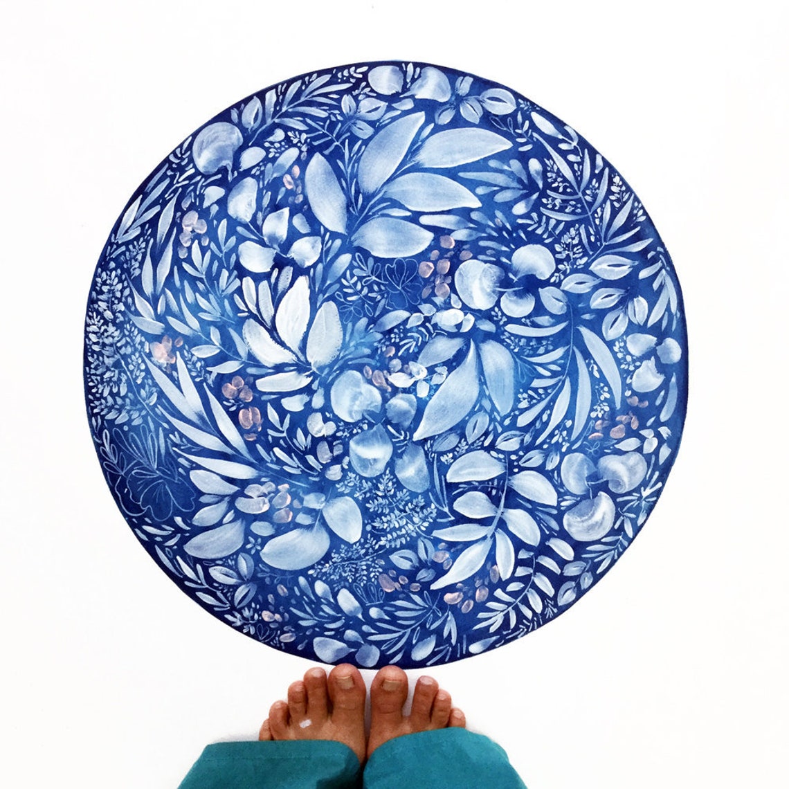 Full Flower Moon Blue Moon Indigo Wall Art Lunar Phases Blue | Etsy