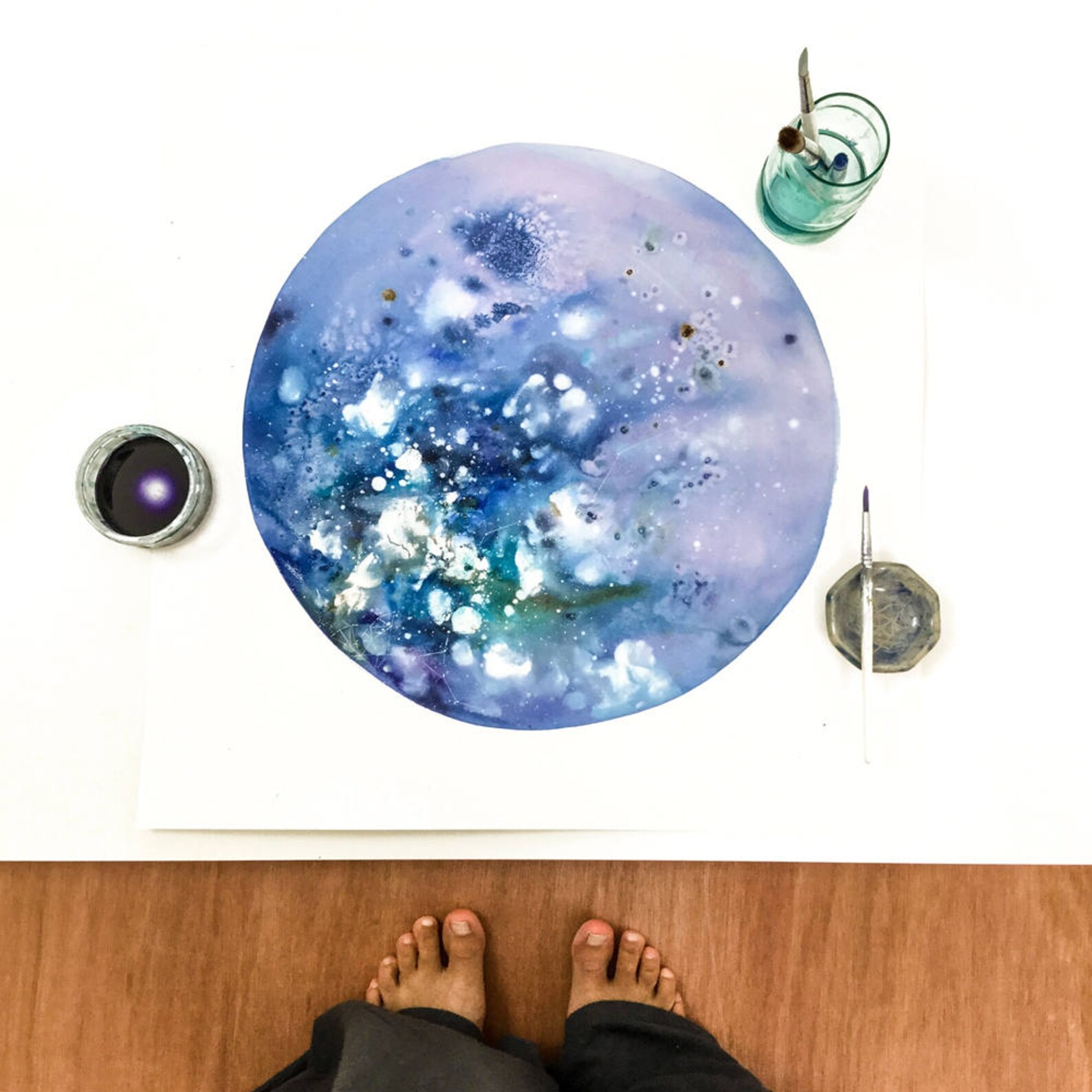 Super Blue Moon Print. Blue Supermoon Watercolor. Lunar Wall - Etsy