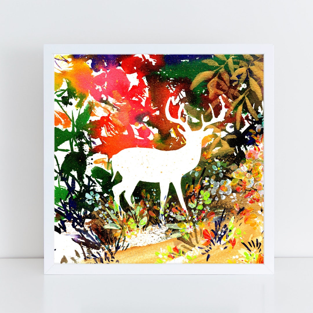 Deer Forest Art Print Deer Silhouette Vibrant Forest - Etsy Deer Forest Art Print Deer Silhouette Vibrant Forest - Etsy