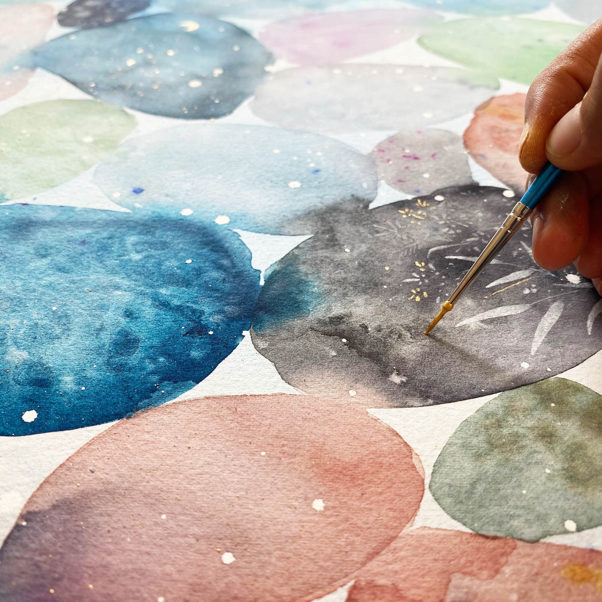 Cosmic Pebble Art Print Watercolor Pebbles With Galaxy | Etsy UK