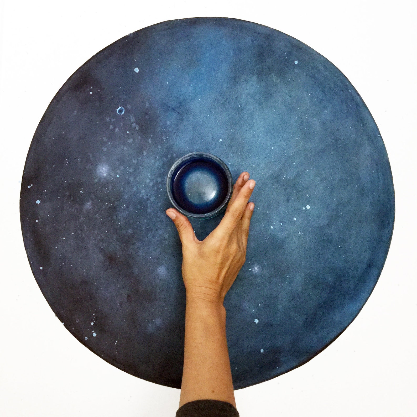 Blue Galaxy Moon Art Print | Blue Wall Art Celestial Night Sky ...