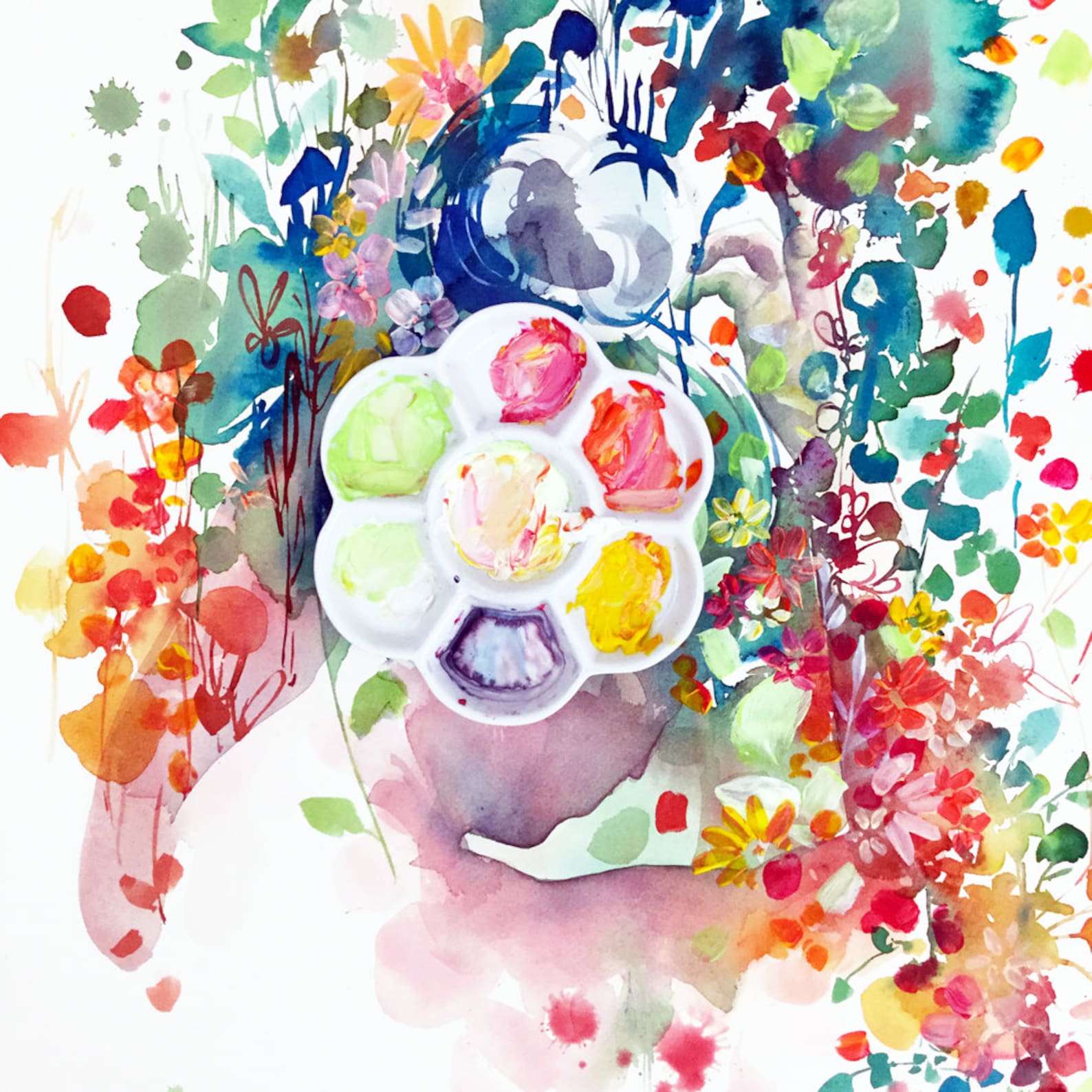 Plant Lady Botanical Woman Art Print Flowers Watercolor - Etsy UK