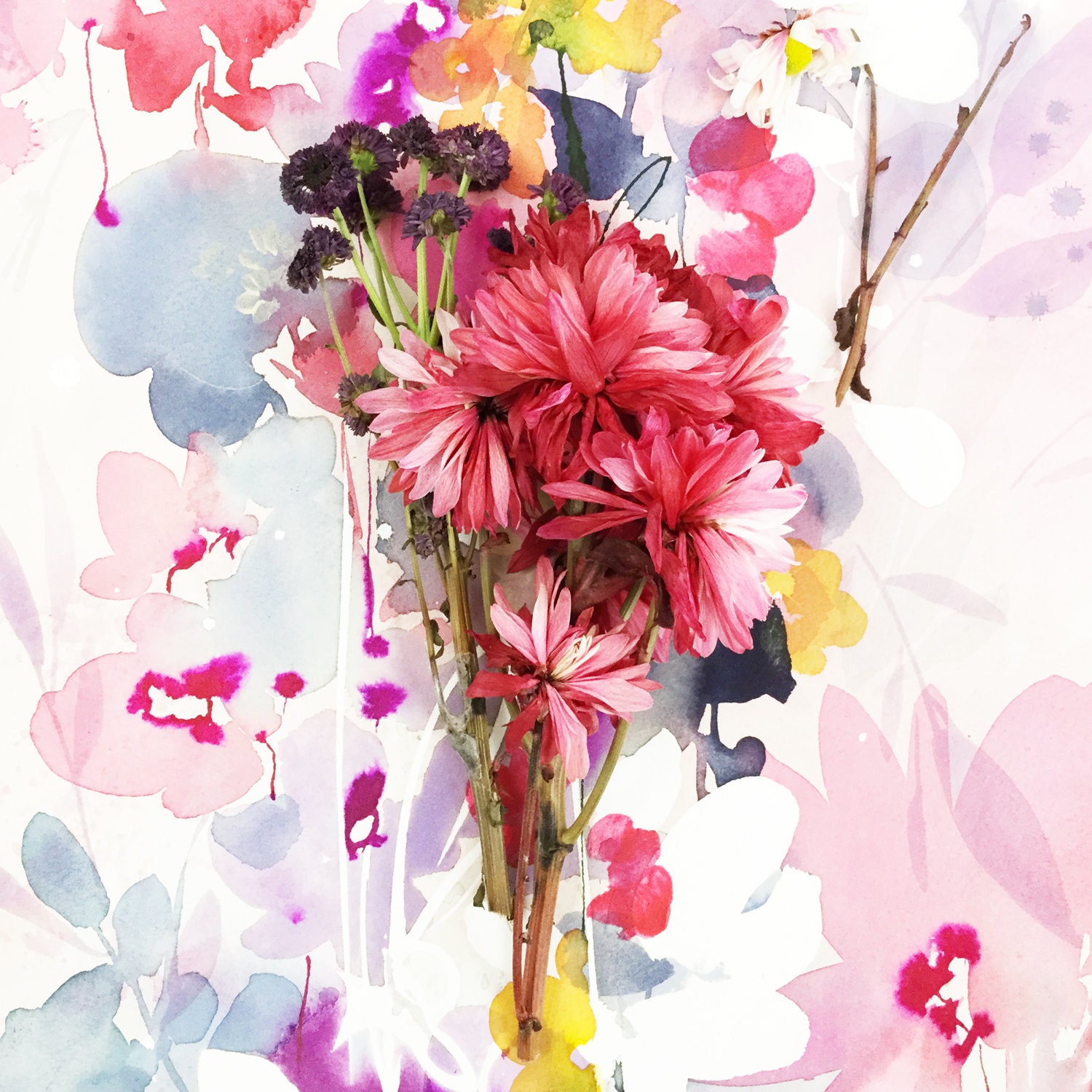 Fade, Pink Abstract Botanical Wall Art by Creativeingrid | Large Floral ...