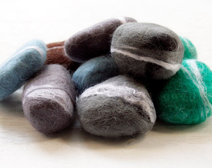 Felted Soap Stone Effect Soap & Wool set of 4 - Etsy