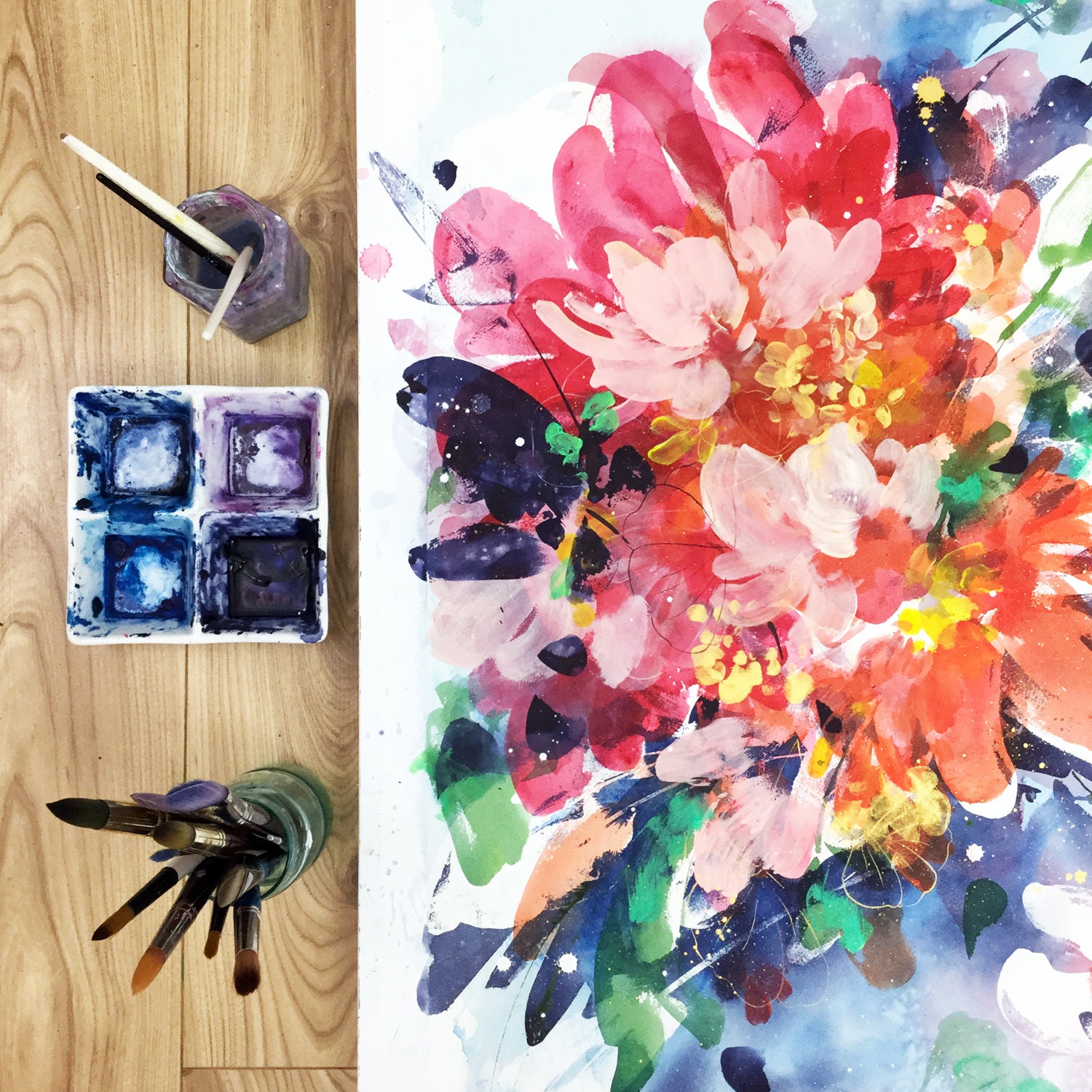 Cosmic Hug Art Print Large Wall Art Modern Floral | Etsy UK