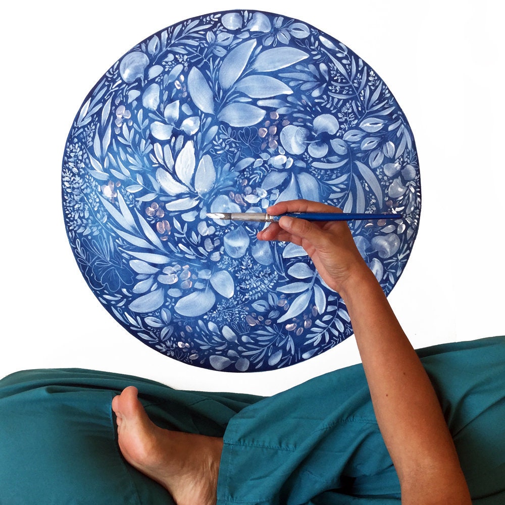 Full Flower Moon Blue Moon Indigo Wall Art Lunar Phases Blue | Etsy