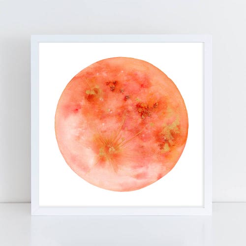 Silver Moon Print Full Moon Poster Art Wall Decor Watercolor - Etsy